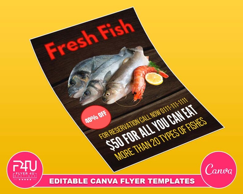 Fish Sale Flyer, DIY Canva Fish Sale Templates, Editable Canva US ...