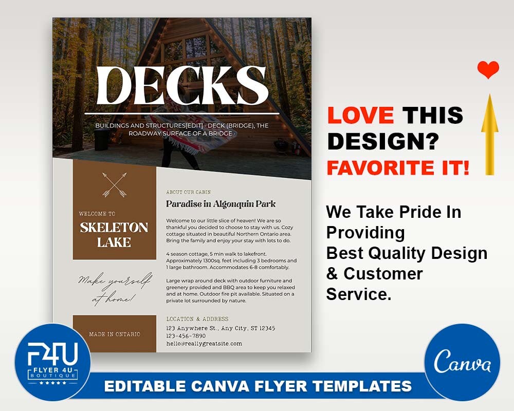 Decks Flyer DIY Canva Decks Flyer Template 2022 Editable - Etsy