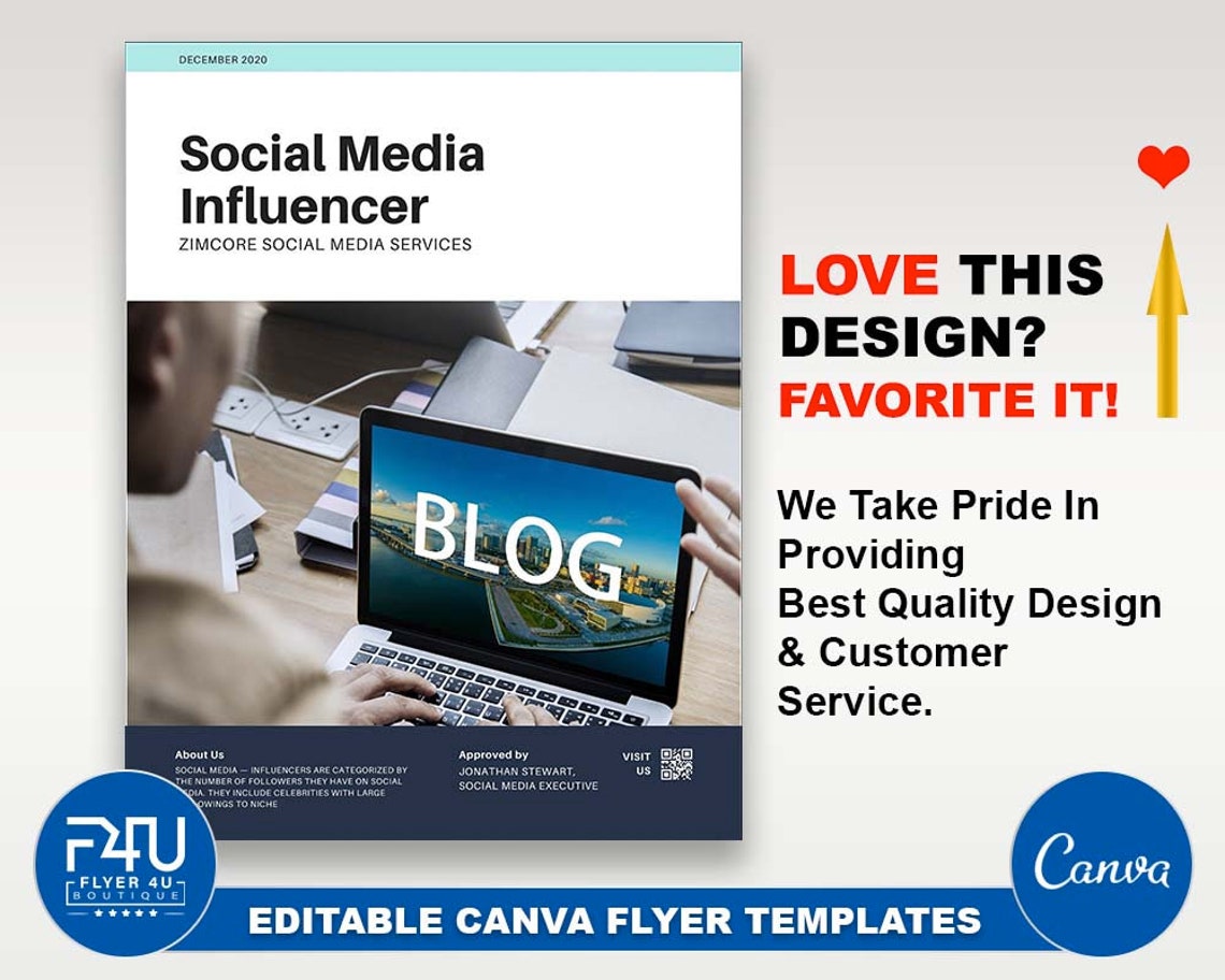 Social Media Influencer Flyer DIY Canva Social Media | Etsy