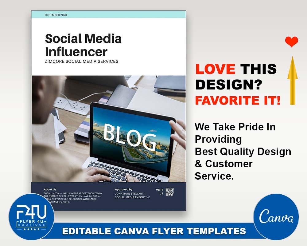 Social Media Influencer Flyer DIY Canva Social Media - Etsy