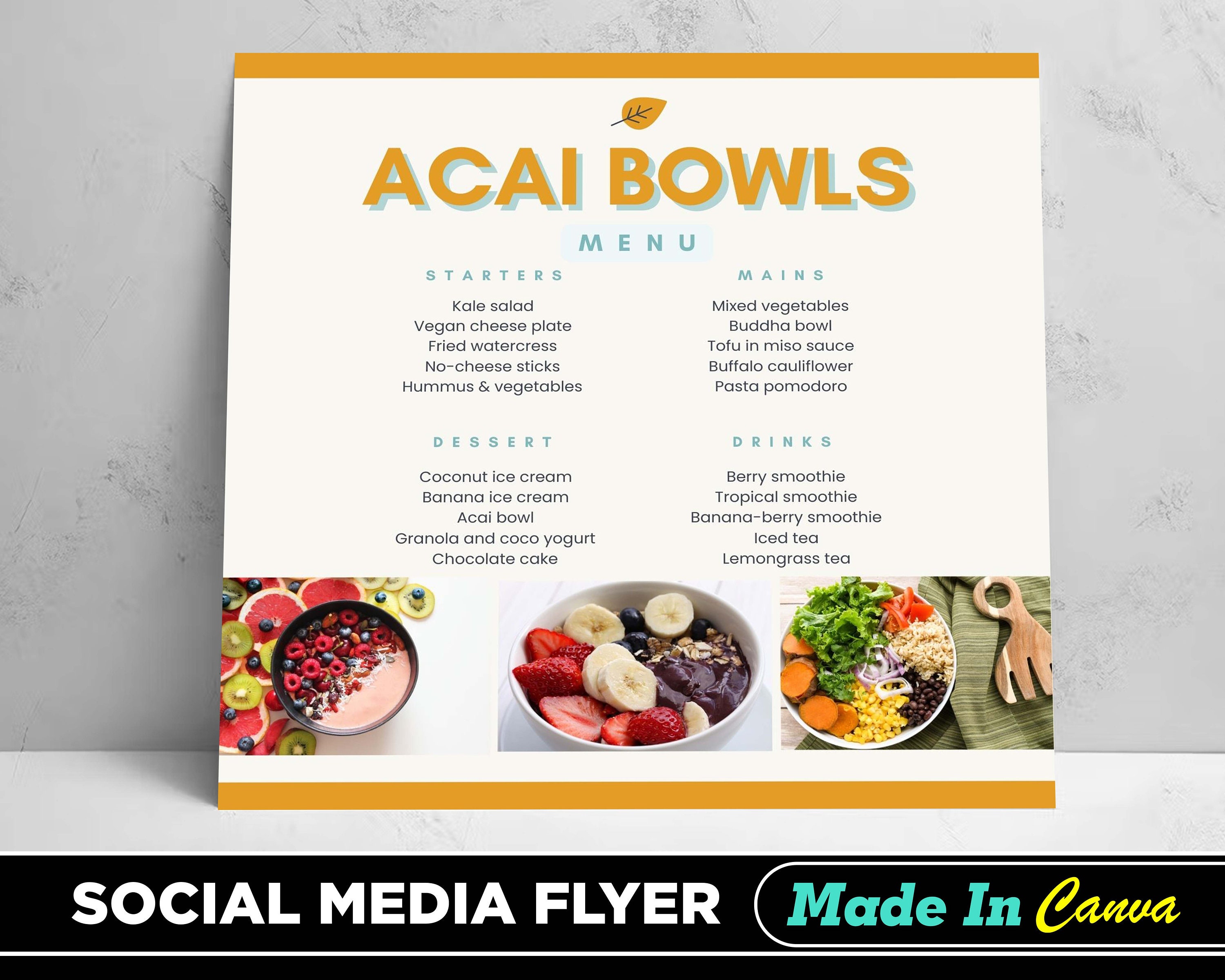 Acai Bowls Flyer, DIY Canva Acai Bowls Flyer Template 2022, Editable ...