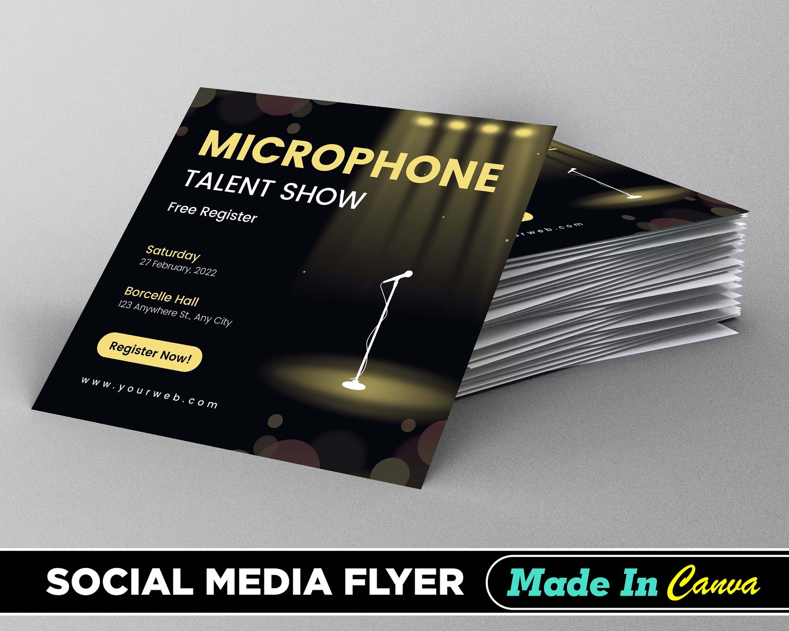 Microphone Talent Show Flyer DIY Canva Microphone Talent - Etsy