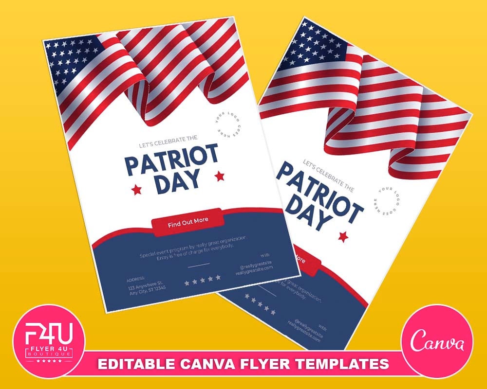 Patriot Day Flyer, DIY Canva Patriot Day Flyer, Editable Canva US ...