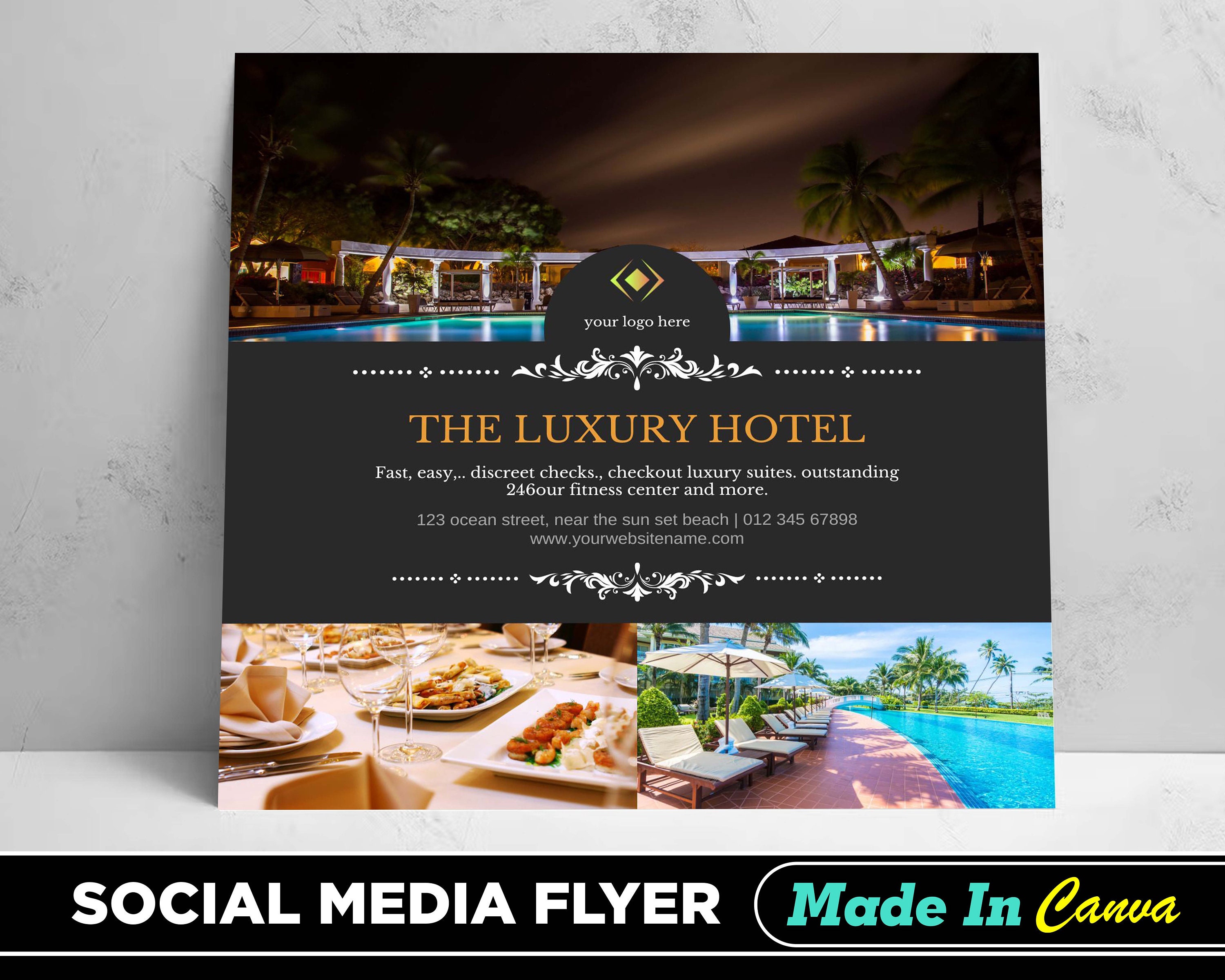 Luxury Hotel Flyer, DIY Canva Luxury Hotel Flyer Template, Editable ...
