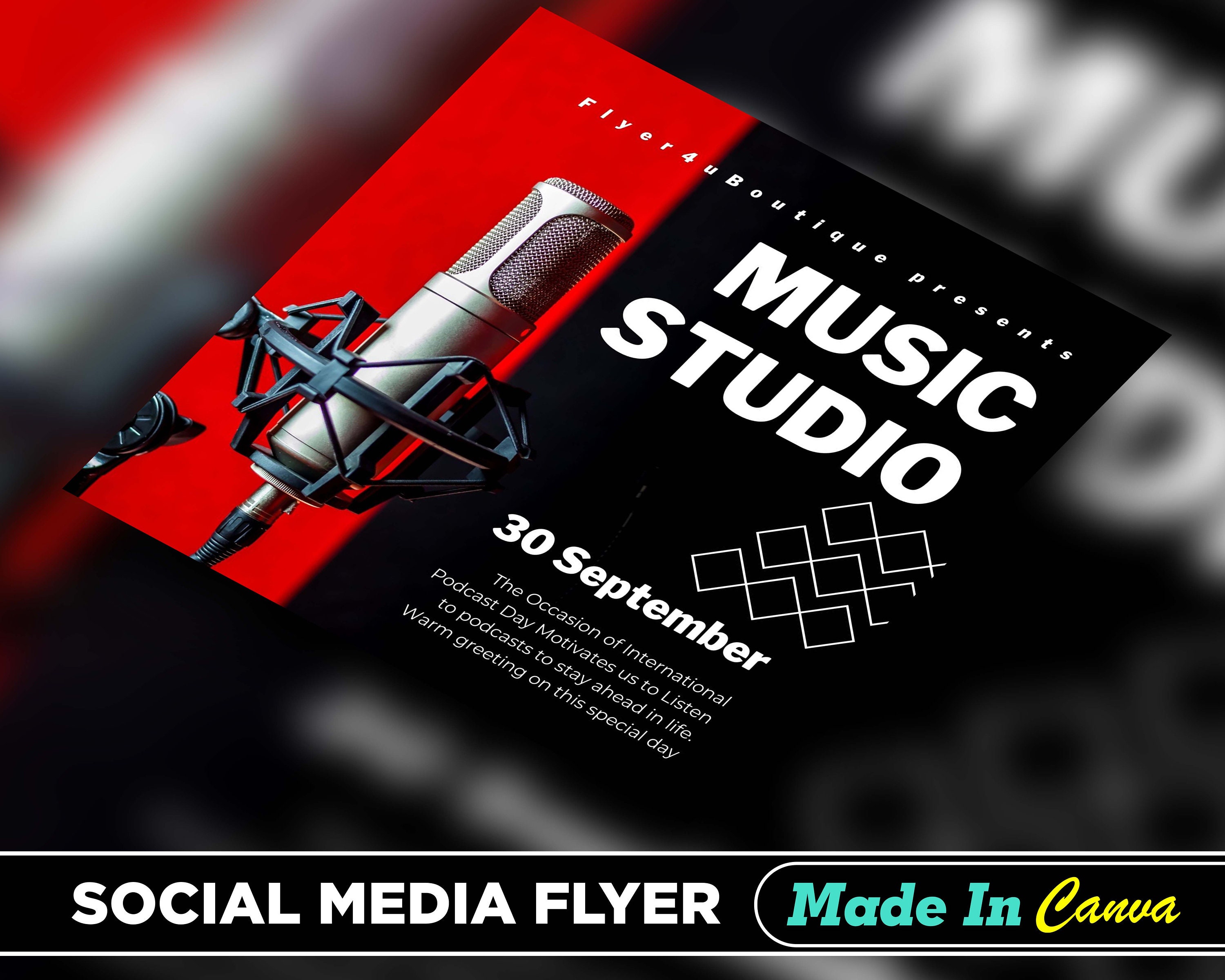 Music Studio Flyer, DIY Canva Music Studio Flyer Template, Editable ...