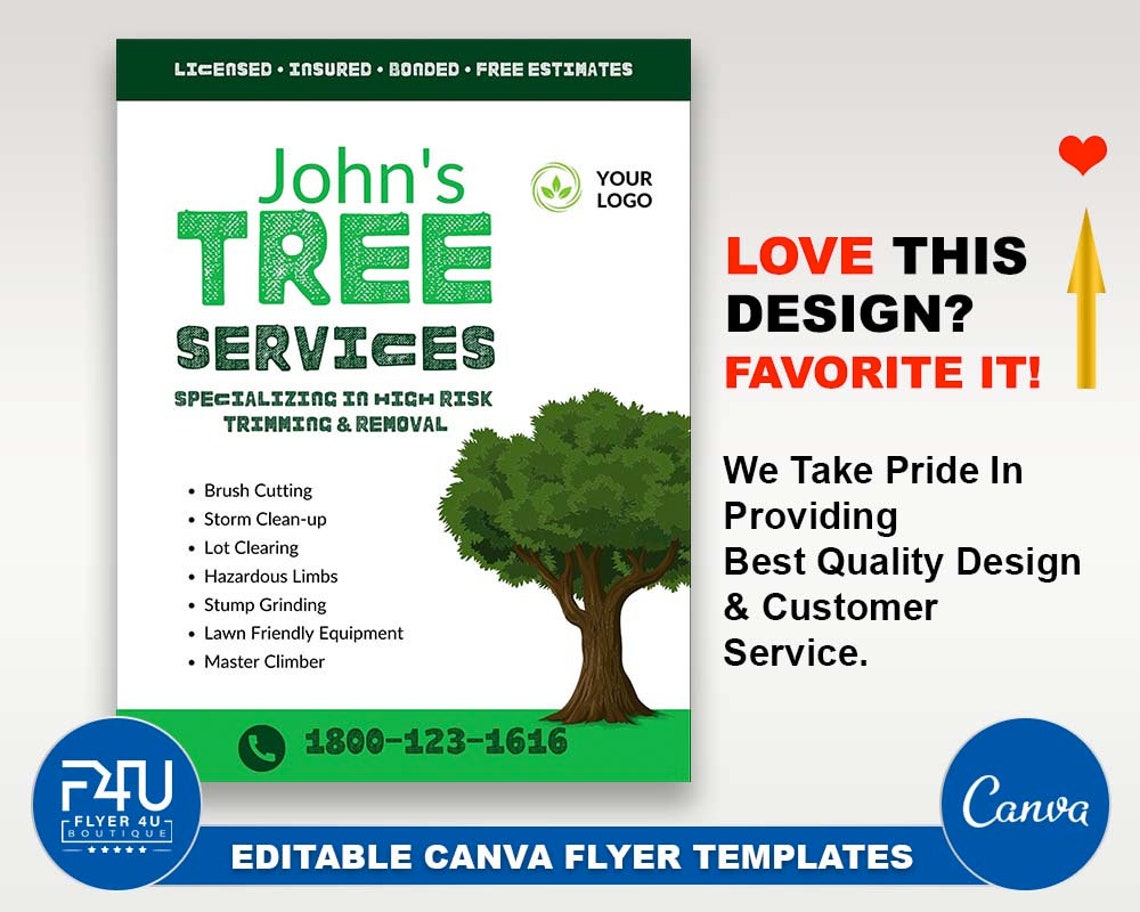 Tree Service Flyer DIY Canva Tree Service Flyer Template | Etsy