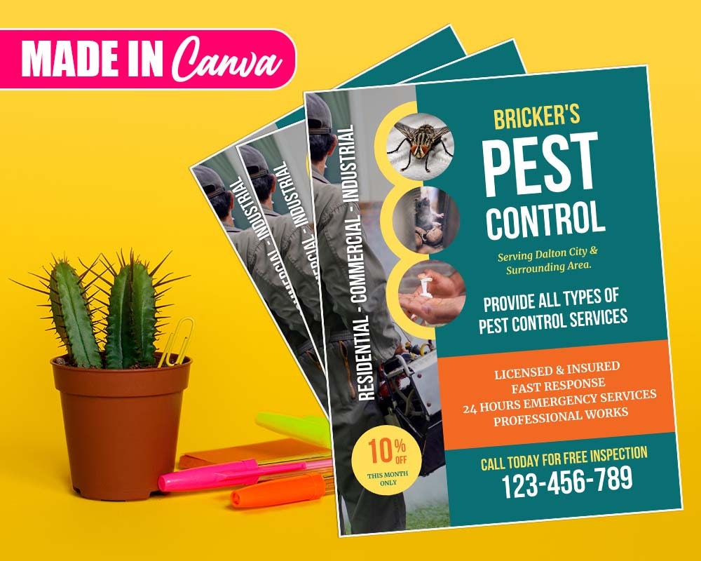 Pest Control Service Flyer, DIY Canva Pest Control Service Flyer ...