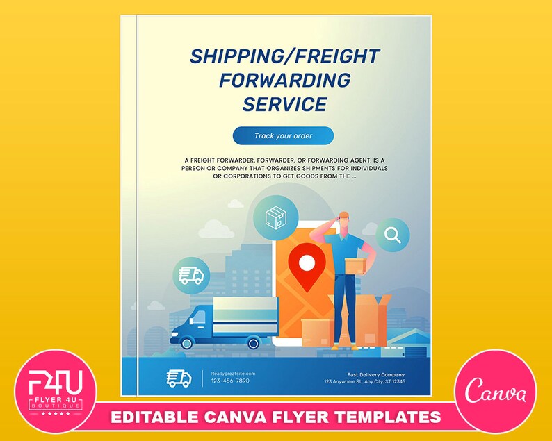 Shipping Freight Forwarding Flyer, DIY Canva Shipping Freight ...