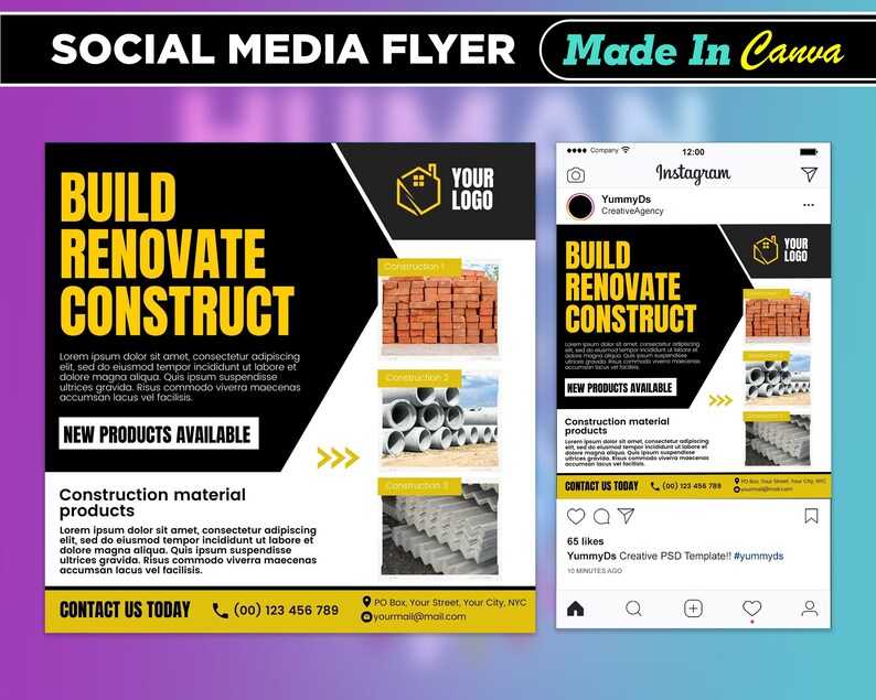 General Contractor Flyer, DIY Canva General Contractor Flyer Template ...