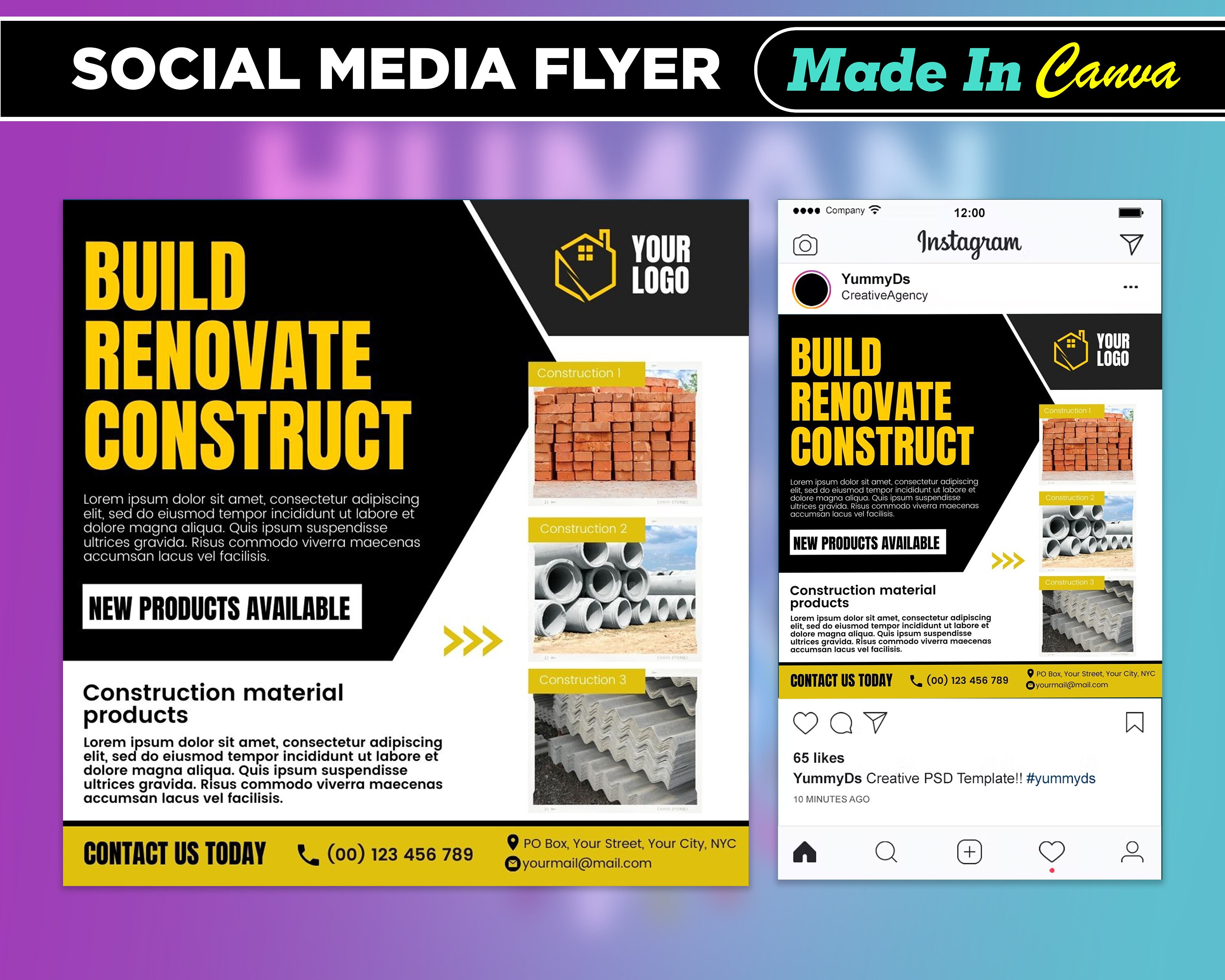 General Contractor Flyer, DIY Canva General Contractor Flyer Template ...