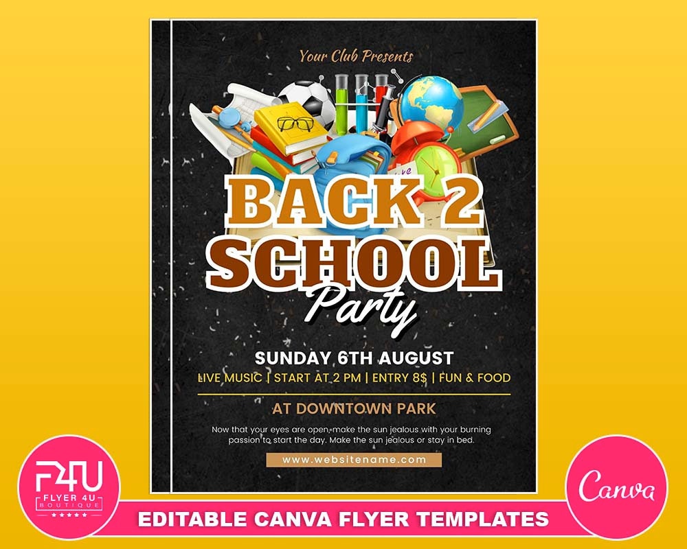 School Party Flyer, DIY Canva School Party Flyer, Editable Canva US ...