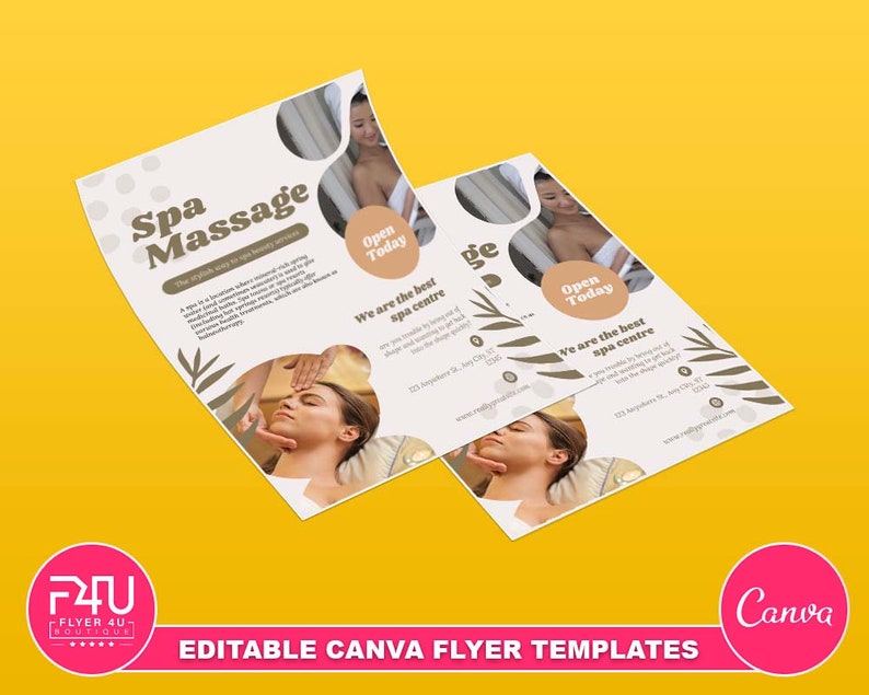Spa Massage Flyer Diy Canva Spa Massage Flyer Editable Canva Us Letter Size Flyer Template For
