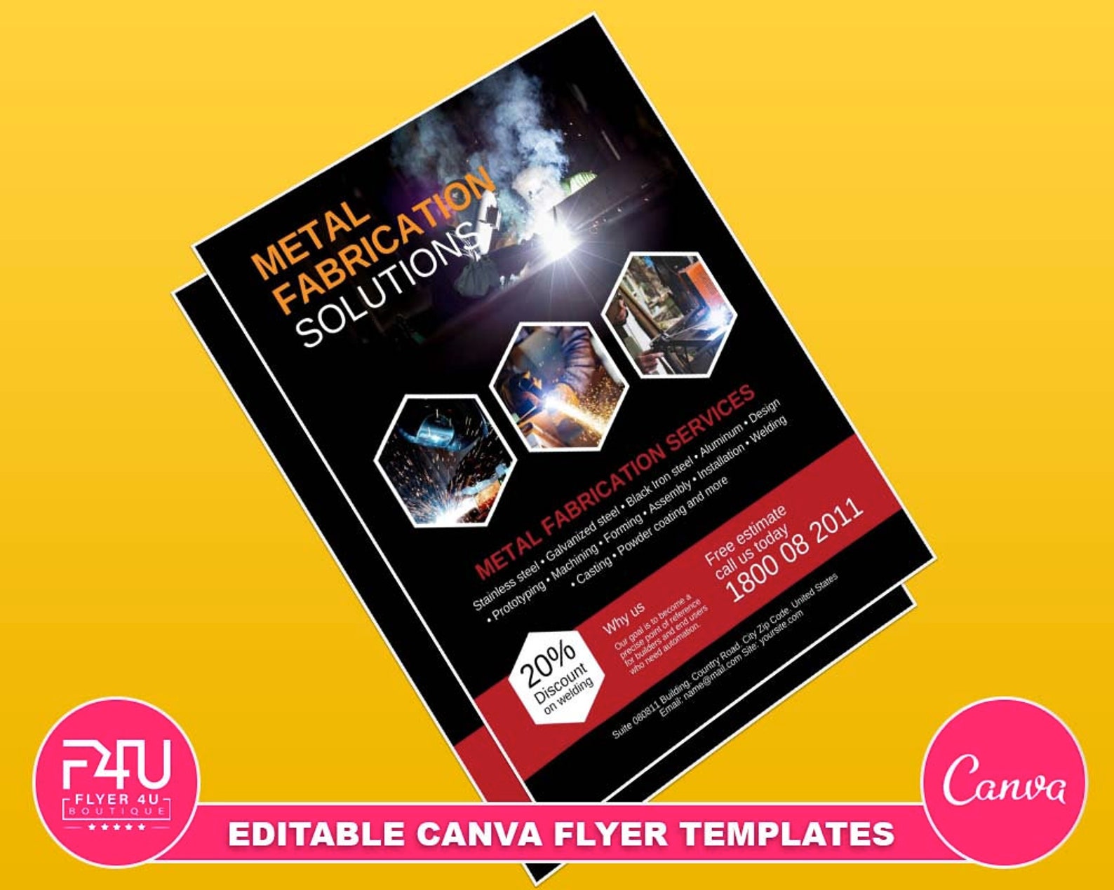 Metal Work Service Flyer, DIY Canva Metal Work Service Flyer 2022 ...