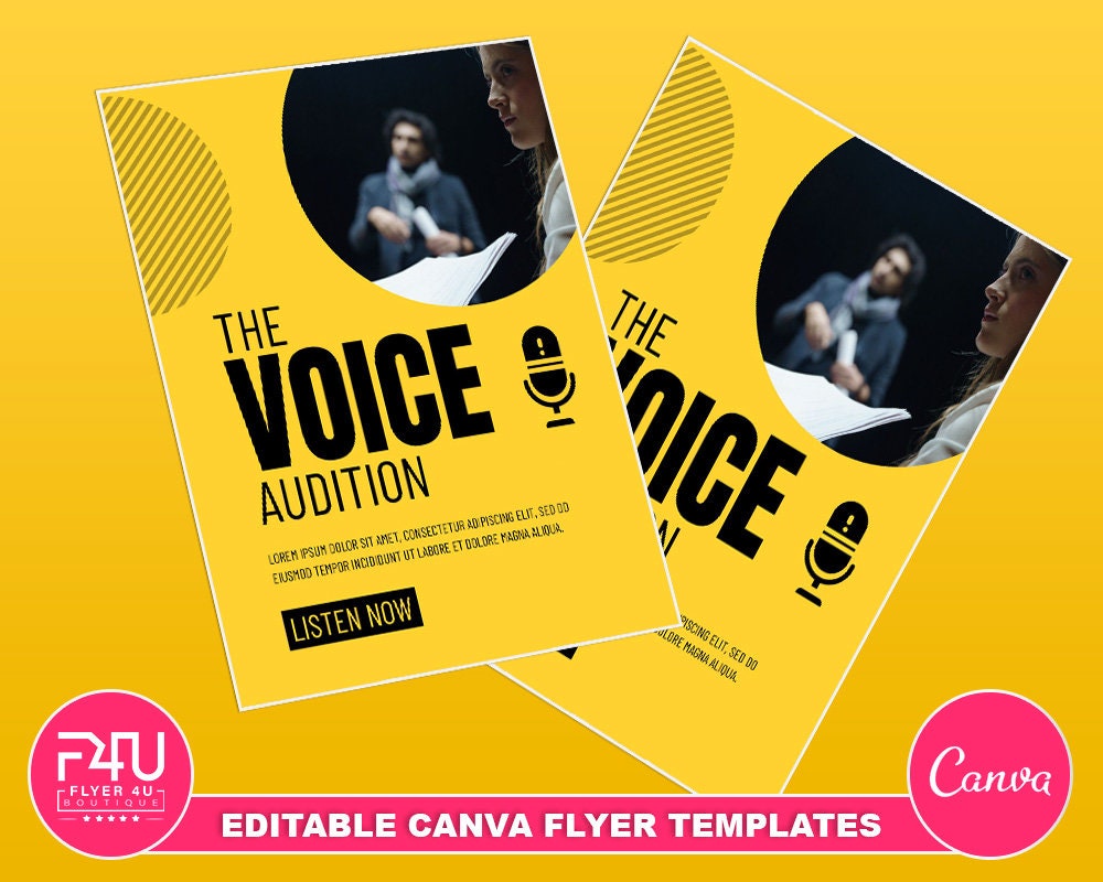 Voice Audition Flyer, DIY Canva Voice Audition Flyer, Editable Canva US ...