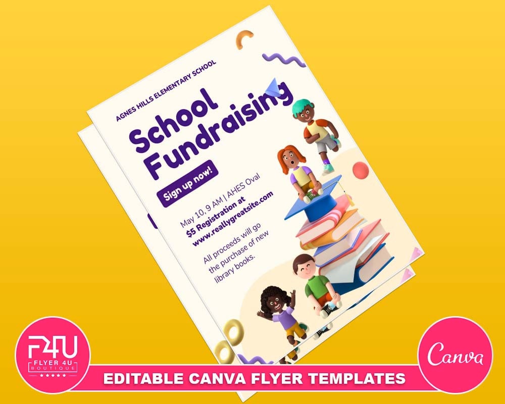 School Fundraising Flyer, DIY Canva School Fundraising Flyer, Editable ...