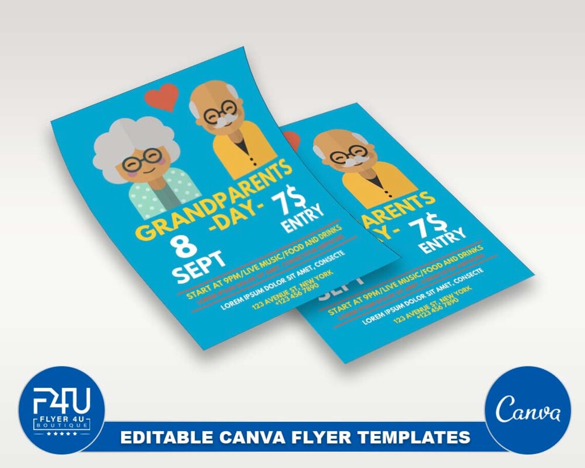 Grandparents Day Flyer DIY Canva Grandparents Day Flyer - Etsy