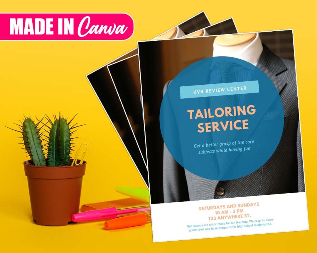 Tailoring Service Flyer, DIY Canva Tailoring Service Flyer Template ...
