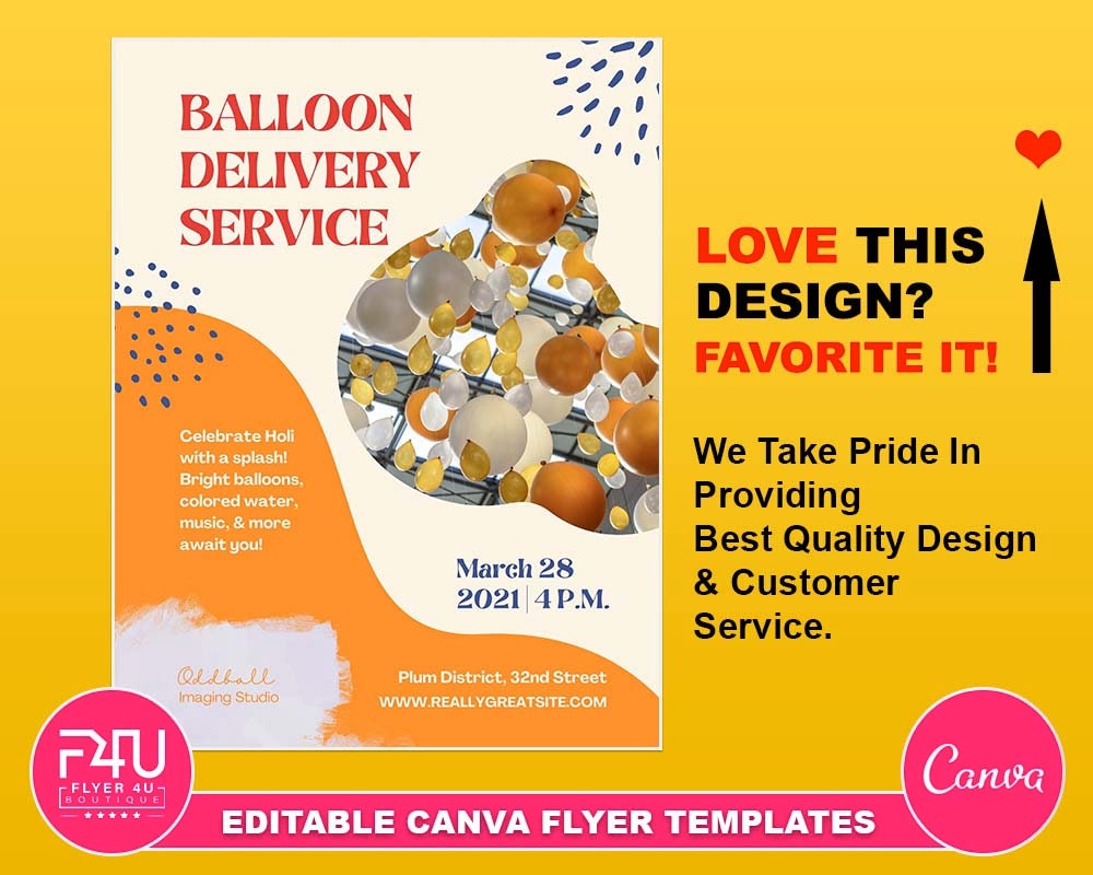 Balloon Delivery Service Flyer DIY Canva Balloon Delivery - Etsy