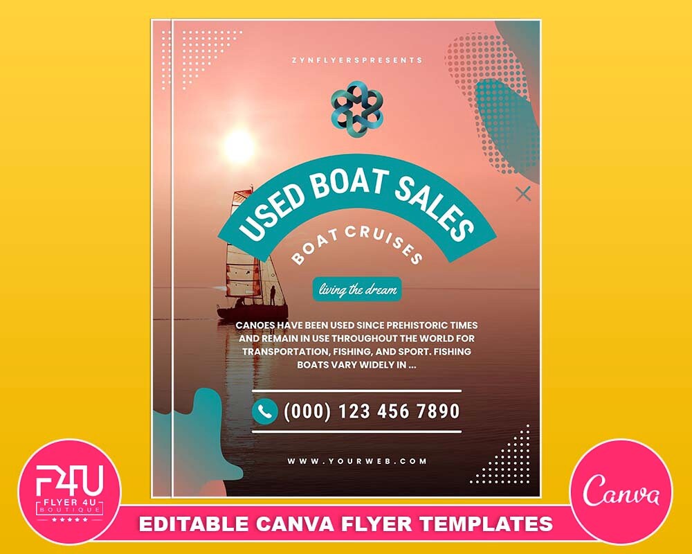 Used Boat Sales Flyer, DIY Canva Used Boat Sales Flyer Template 2022 ...