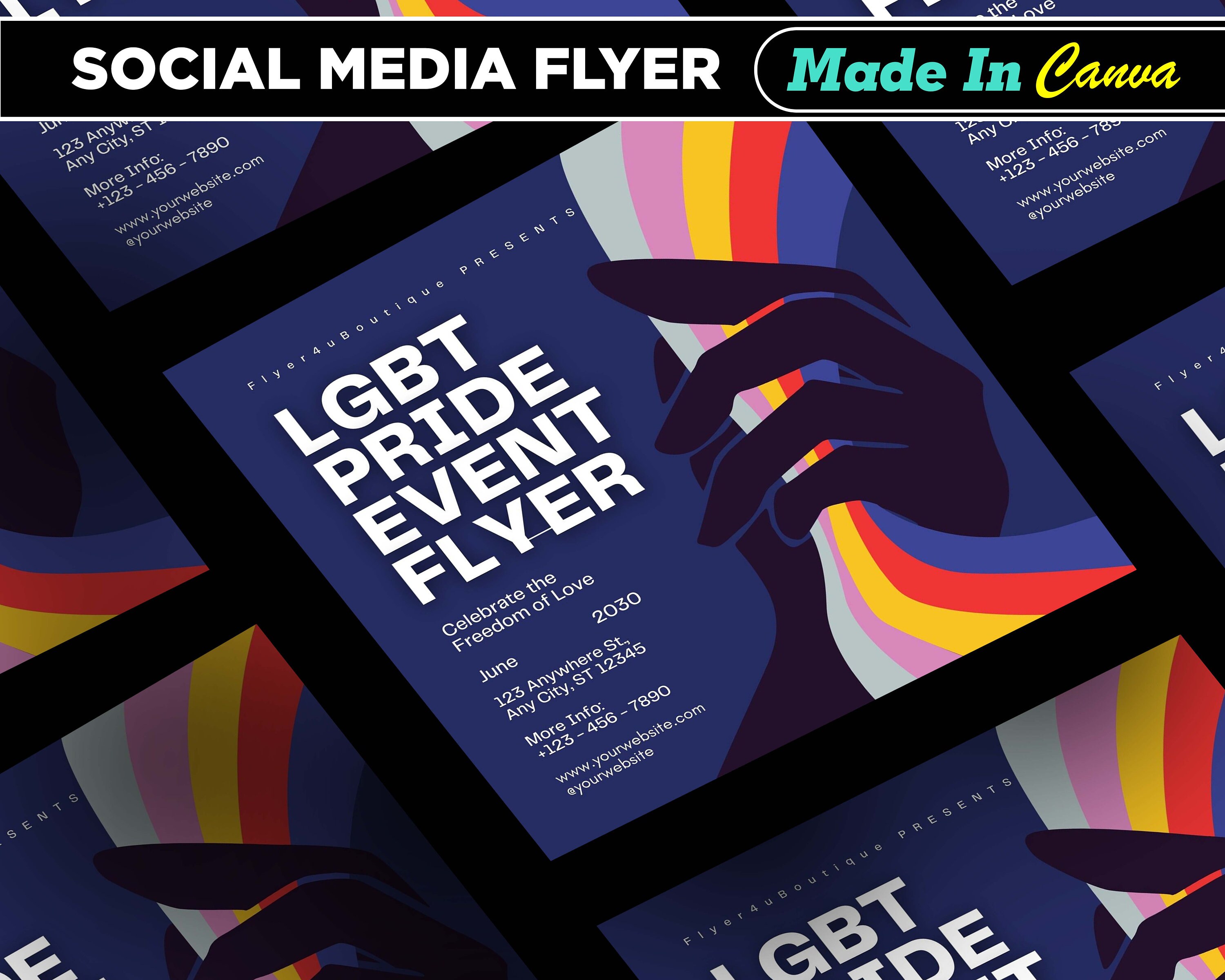Lgbt Pride Event Flyer Diy Canva Lgbt Pride Event Flyer Etsy