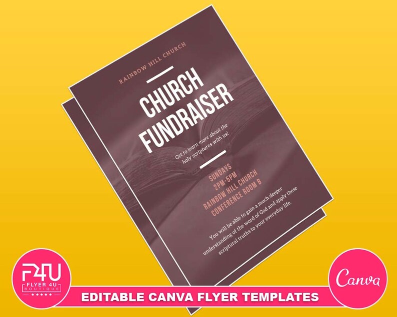 Church Fundraiser Flyer, DIY Canva Church Fundraiser Flyer Template ...