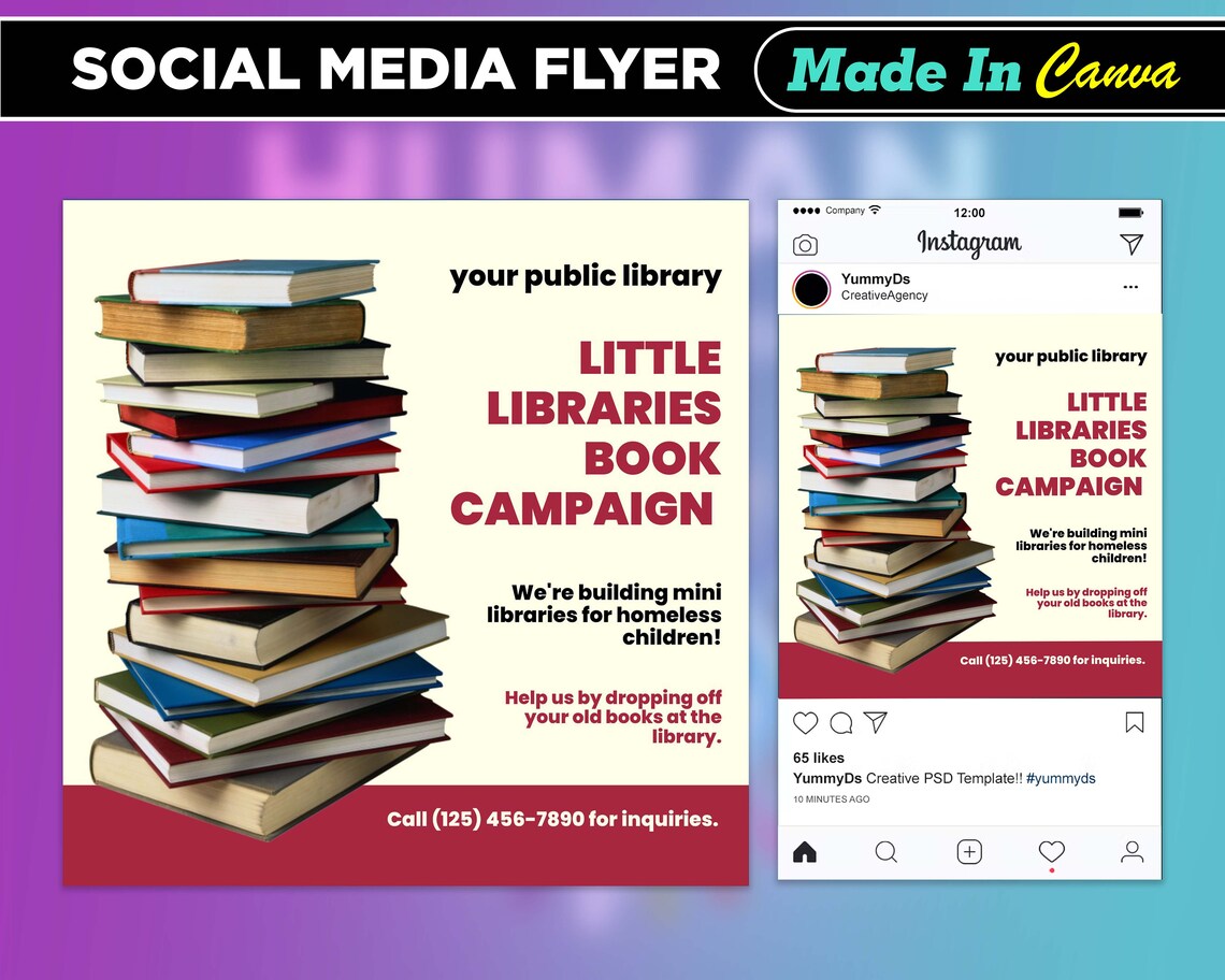 Book Drives Flyer DIY Canva Book Drives Flyer Template 2022 - Etsy