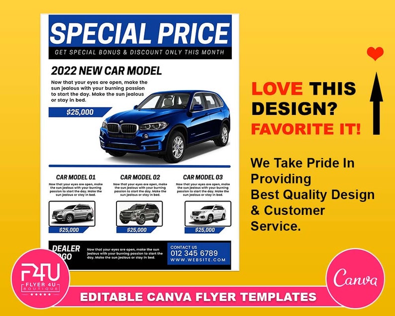 Car Sales Flyer DIY Canva Car Sales Flyer Editable Canva US - Etsy