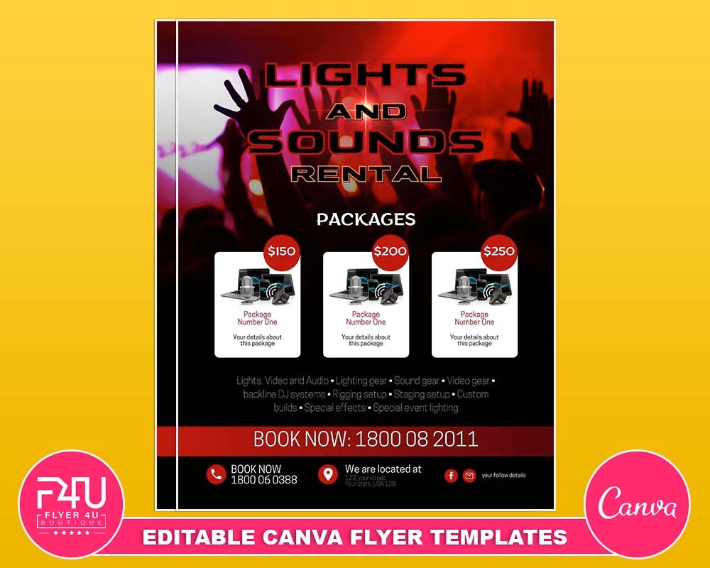 Audio Rental Flyer, DIY Canva Audio Rental Flyer Template 2022 ...