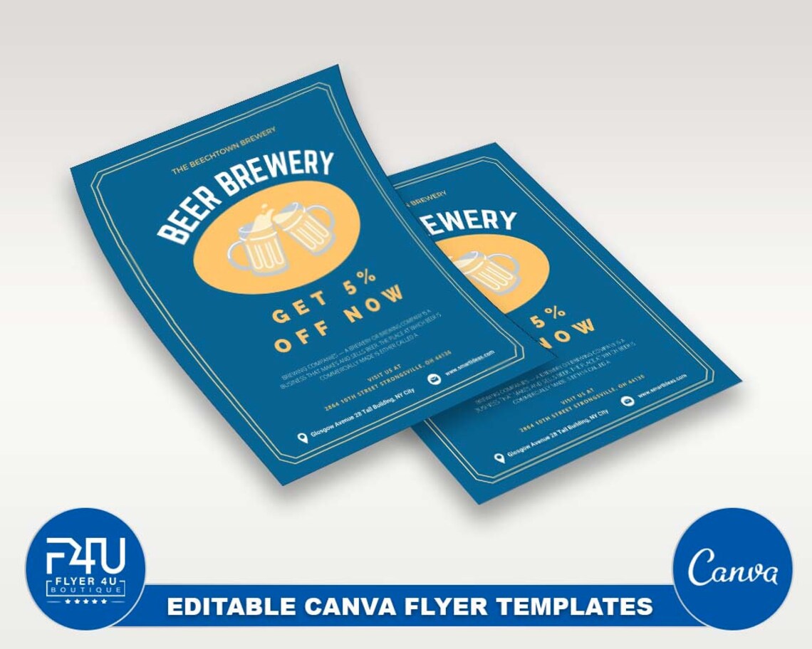 Beer Brewery Flyer DIY Canva Beer Brewery Flyer Template - Etsy