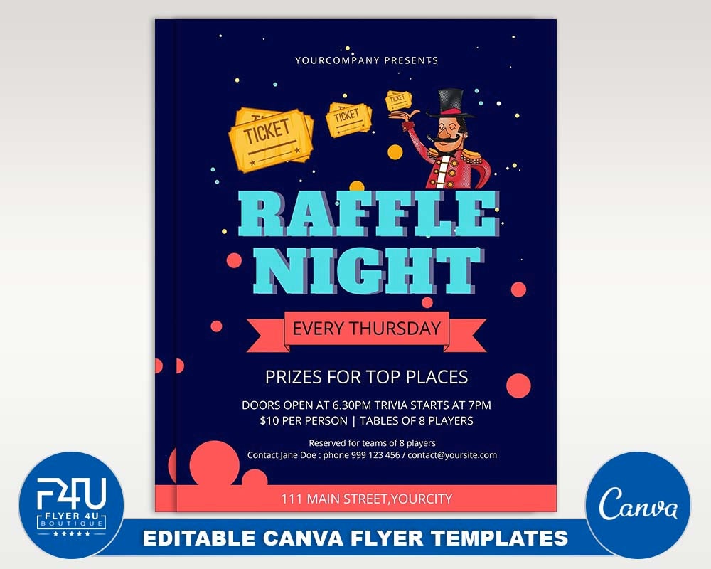 Raffle Flyer, DIY Canva Raffle Flyer Template 2022, Editable Canva US ...