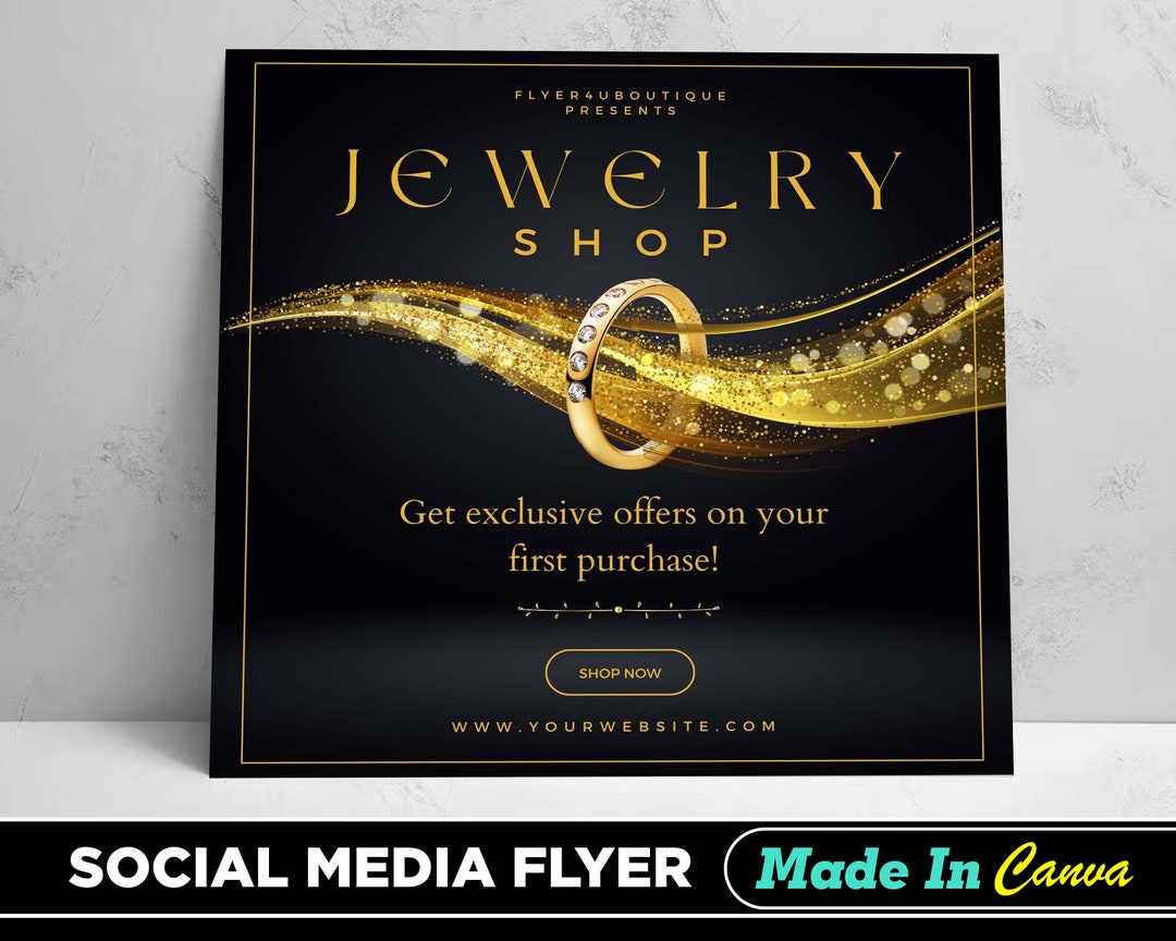 Luxury Gold Jewelry Flyer, DIY Canva Luxury Gold Jewelry Flyer Template ...