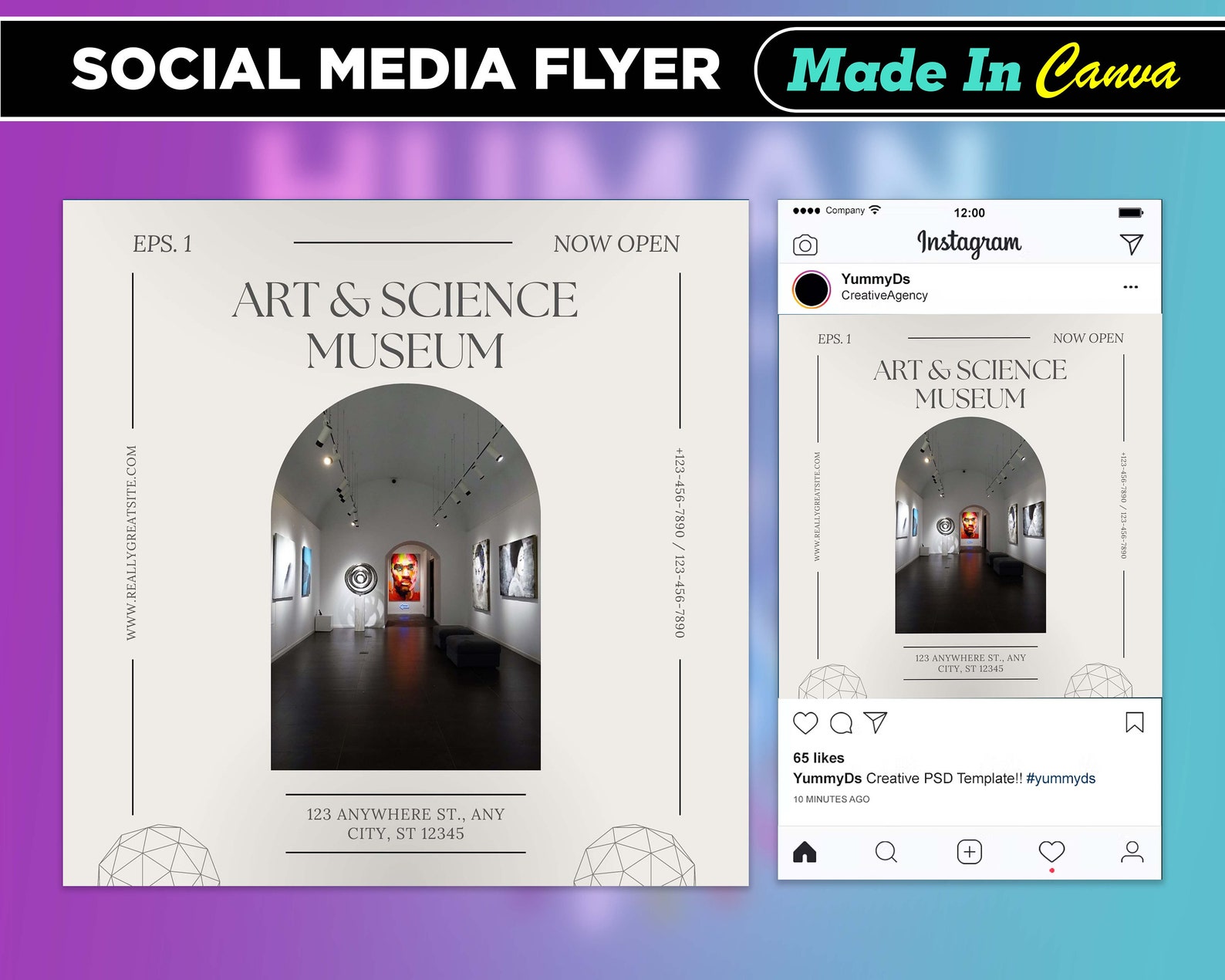 Art and Science Museum Flyer, DIY Canva Art & Science Museum Flyer ...