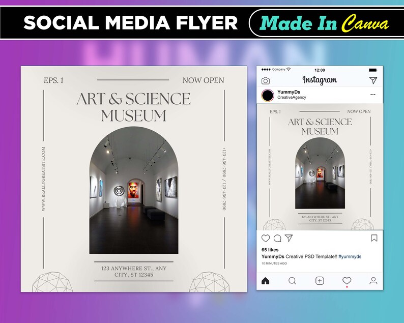 Art and Science Museum Flyer, DIY Canva Art & Science Museum Flyer ...