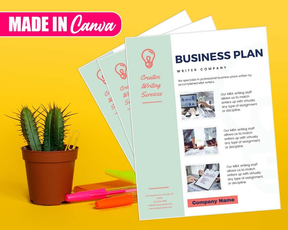 Business Plan Writer Flyer DIY Canva Business Plan Writer - Etsy