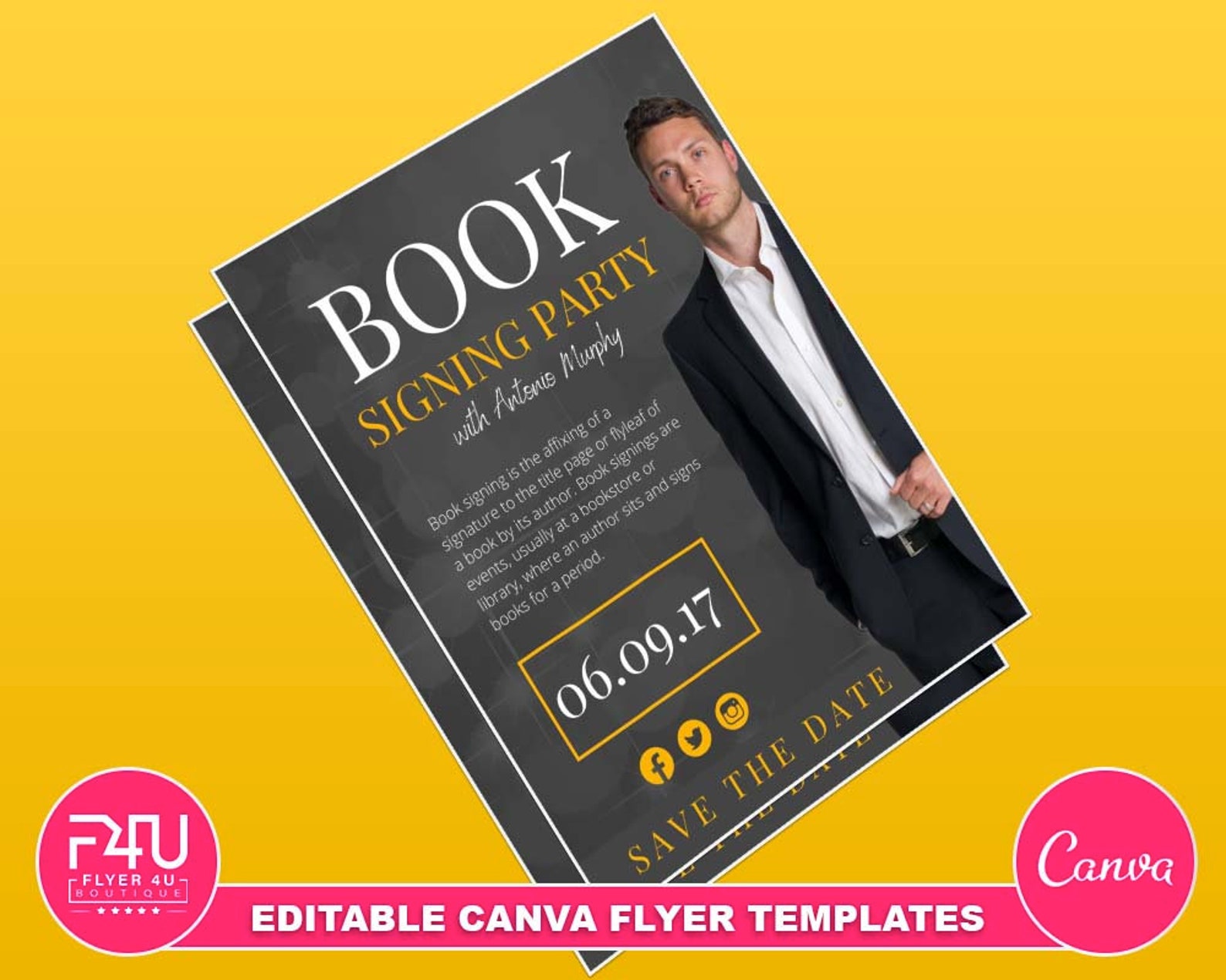 Book Signing Flyer, DIY Canva Book Signing Flyer Template 2022 ...