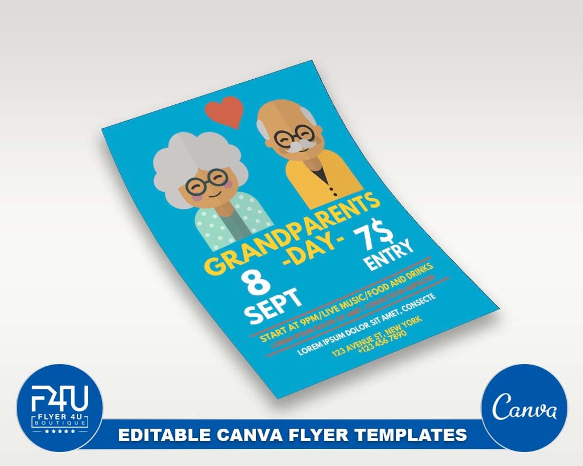 Grandparents Day Flyer DIY Canva Grandparents Day Flyer - Etsy