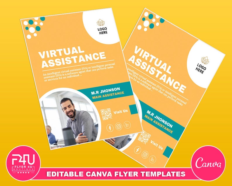 Virtual Assistant Flyer DIY Canva Virtual Assistant Flyer - Etsy