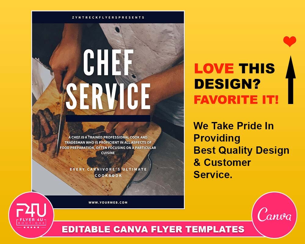 Chef Service Flyer, DIY Canva Chef Service Flyer Template 2022 ...