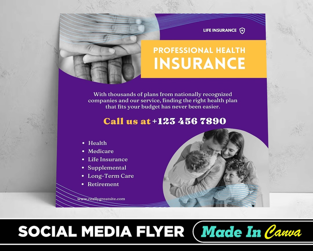 Health Insurance Flyer, DIY Canva Health Insurance Flyer Template 2022 ...