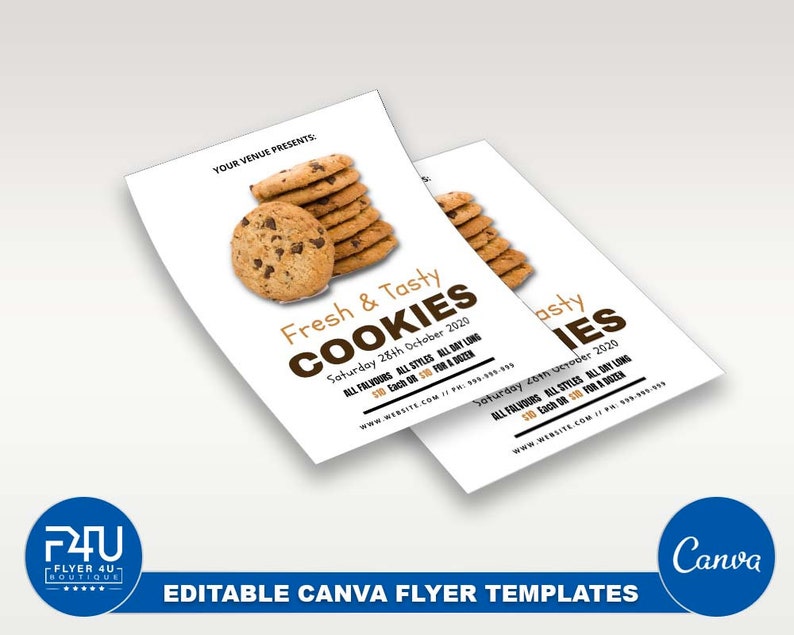 Cookies Flyer, DIY Canva Cookies Flyer Template 2022, Editable Canva US ...