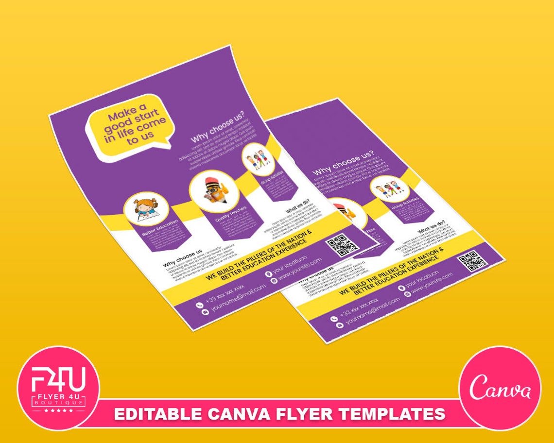 School Flyer DIY Canva School Flyer Template 2022 Editable - Etsy