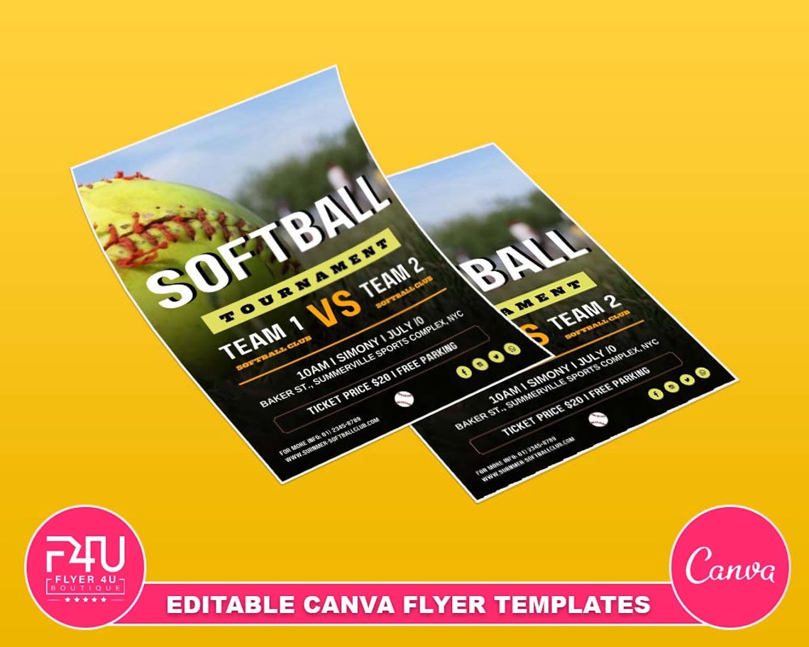 Softball Flyers DIY Canva Softball Flyers Editable Canva US - Etsy