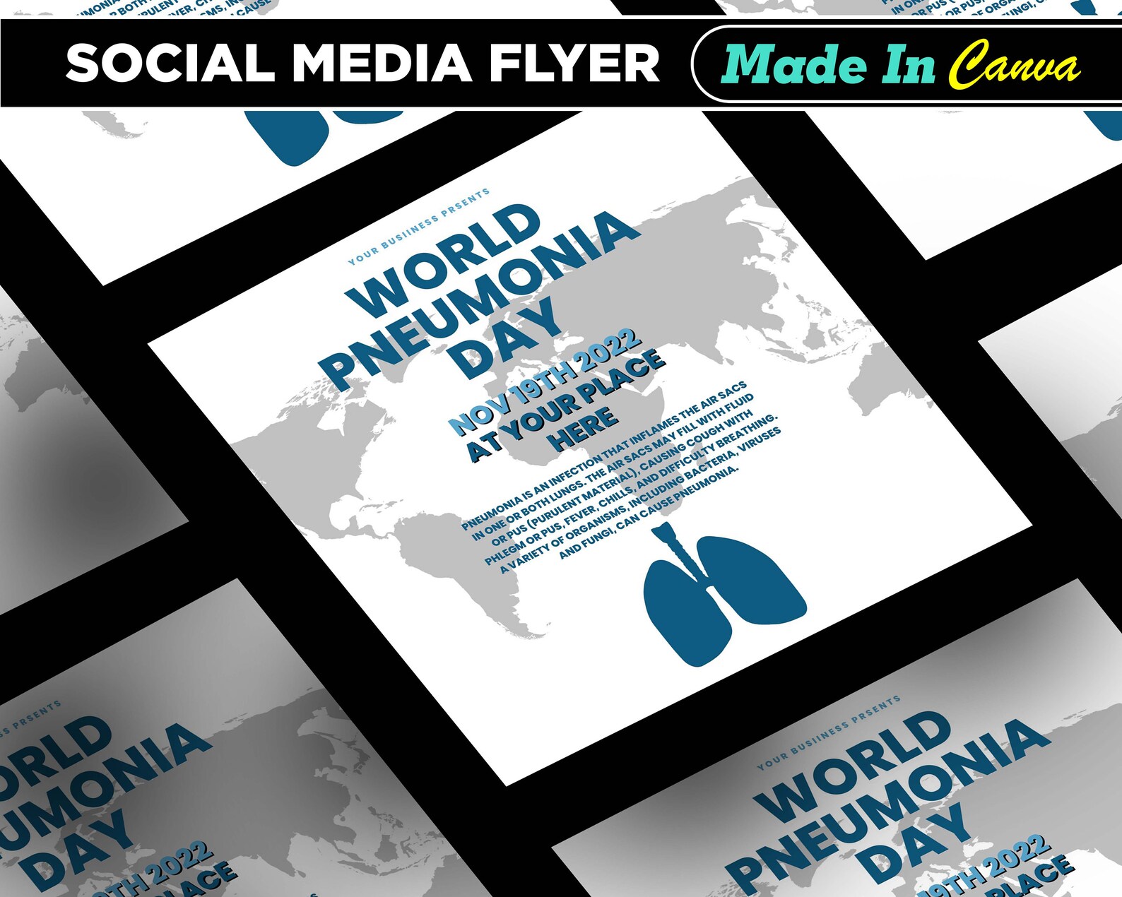 World Pneumonia Day Flyer, DIY Canva World Pneumonia Day Flyer Template ...
