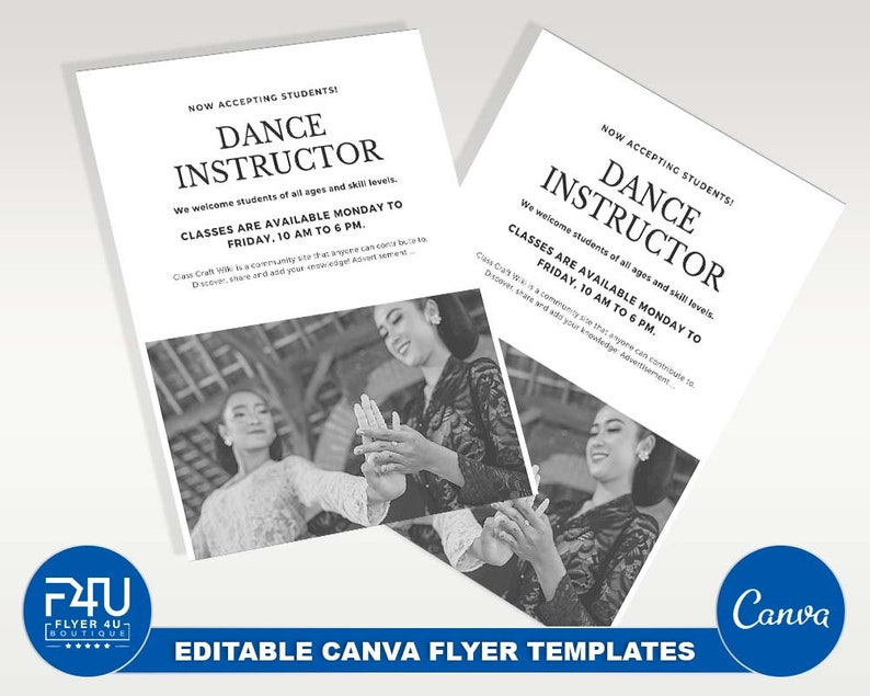Dance Instructor Flyer DIY Canva Dance Instructor Flyer | Etsy