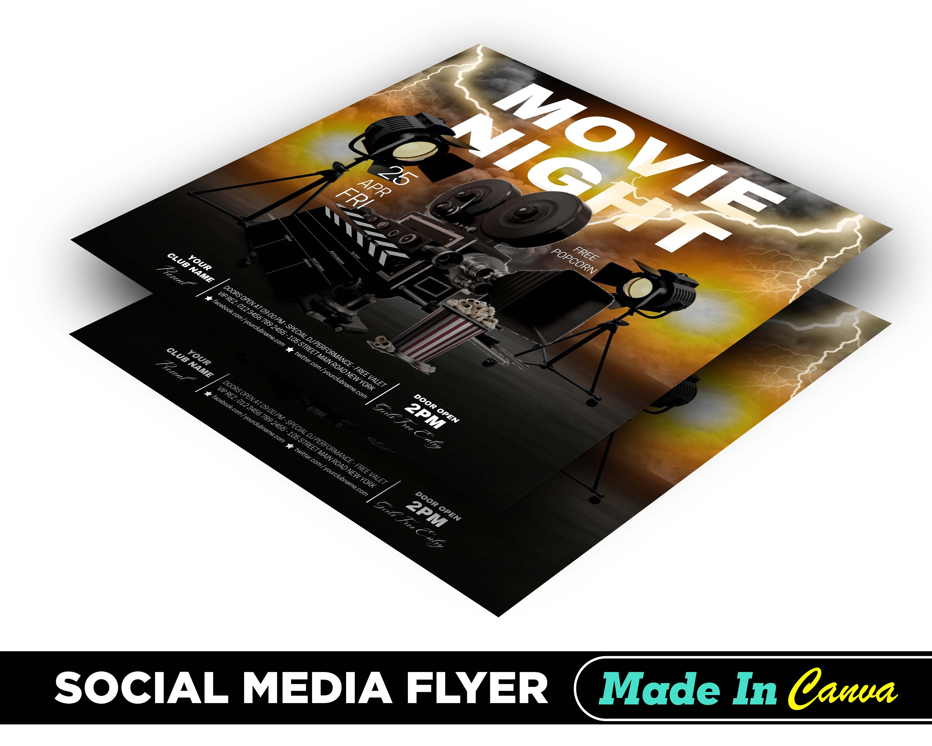 Movie Flyer DIY Canva Movie Flyer Template 2022 Editable - Etsy