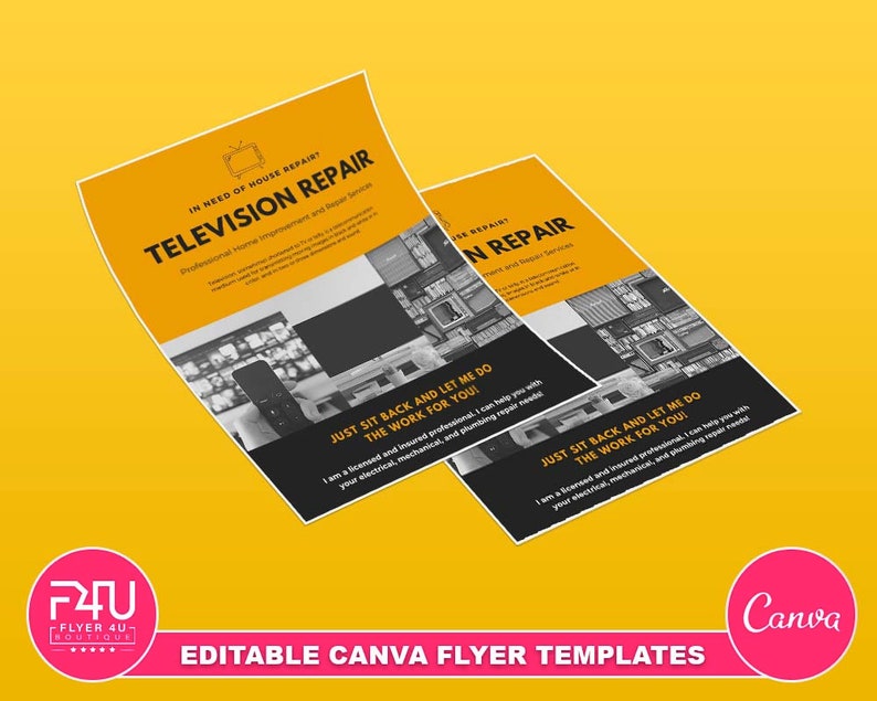 Television Repair Flyer DIY Canva Television Repair Flyer - Etsy