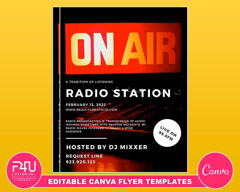 Radio Station Flyer DIY Canva Radio Station Flyer Template - Etsy