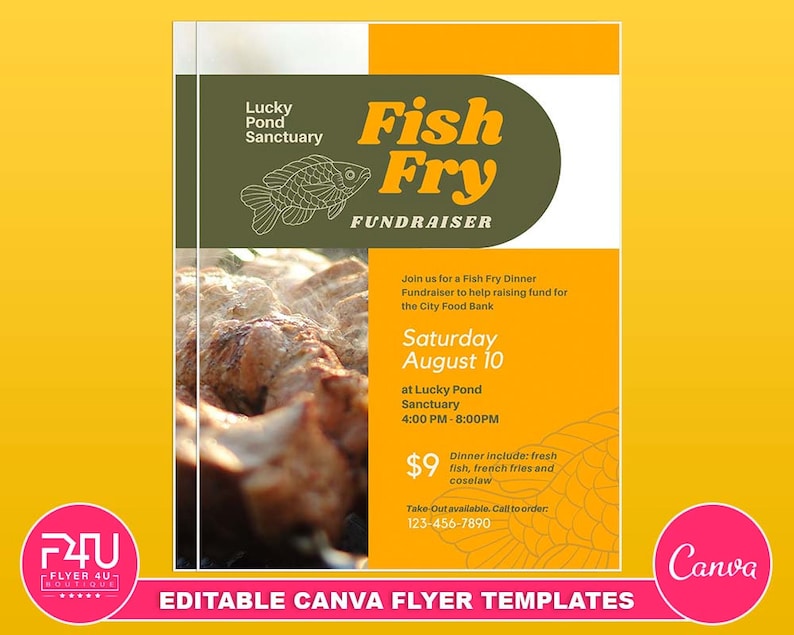 Fish Fry Flyer DIY Canva Fish Fry Flyer Template Editable US - Etsy