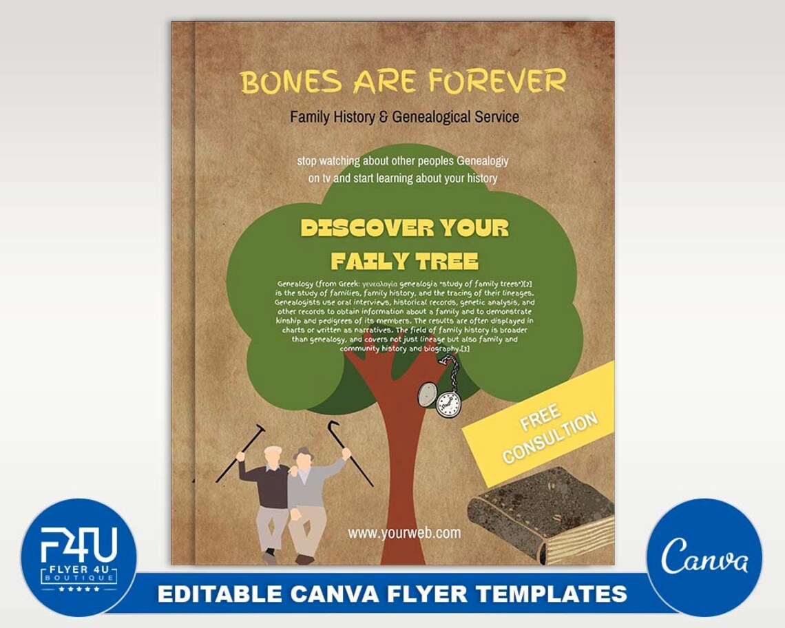 Genealogical Service Flyer DIY Canva Genealogical Service - Etsy