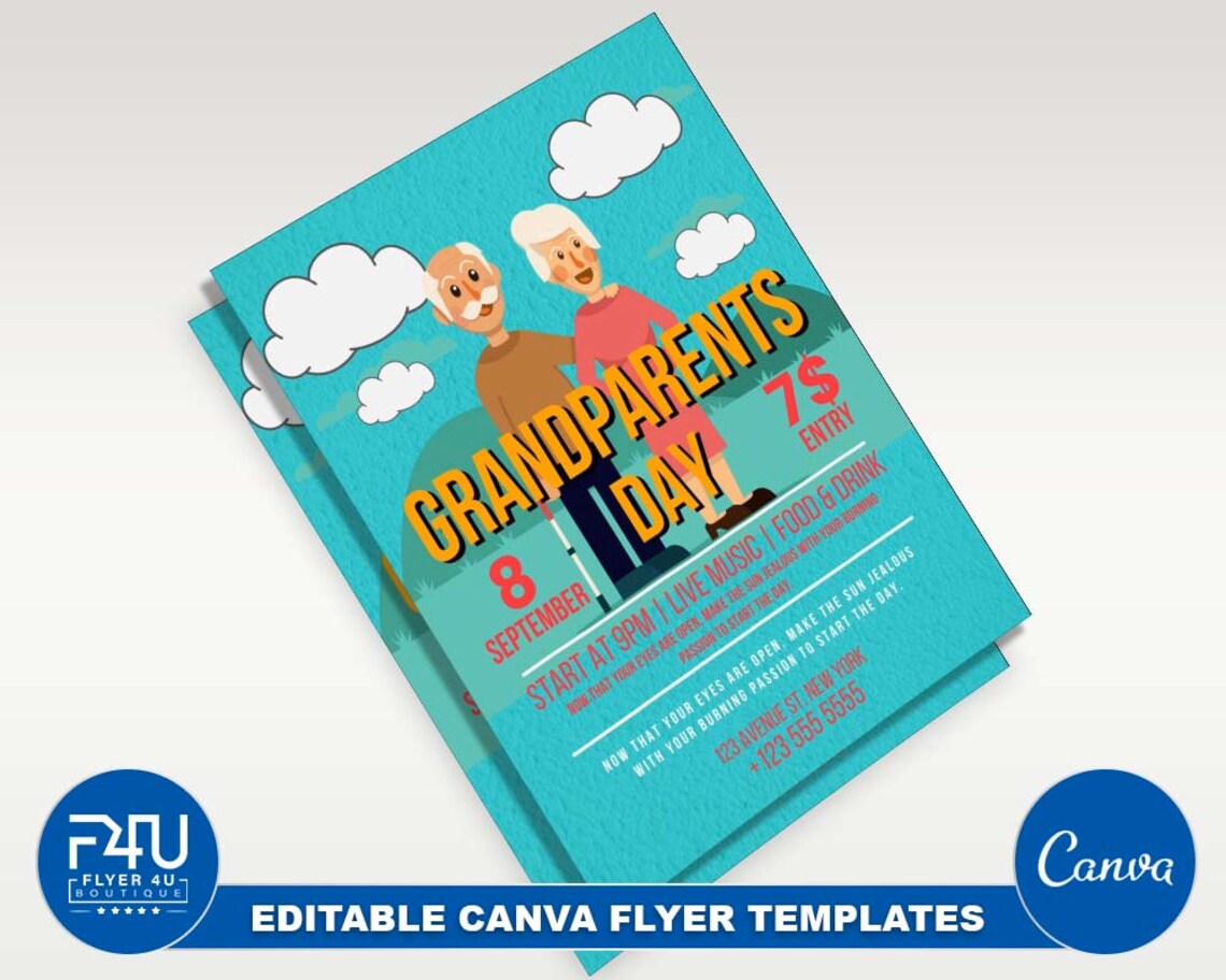 Grandparents Day Flyer DIY Canva Grandparents Day Flyer | Etsy